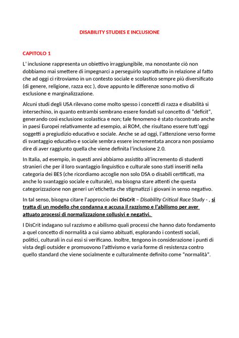 Riassunti Di Pedagogia Speciale Per Linclusione Appunti Di Pedagogia