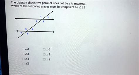SOLVED The Diagram Shows Two Parallel Lines Cut By A Transversal