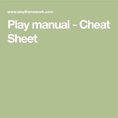 Play Manual Cheat Sheet Cheating Cheat Sheets Intellij Idea