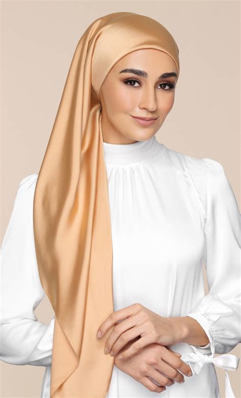 Satin Silk Square Scarf With Nanotechnology In Honey Bunny