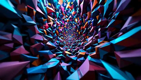 Abstract Geometric Tunnel With Colorful Polygonal Shapes Stock Illustration Illustration Of