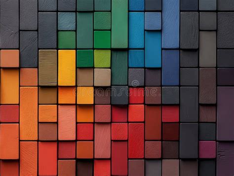 A Wall Of Colorful Wooden Blocks Arranged In A Pattern Stock Image Image Of Making Sizes