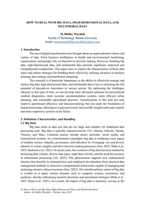 Pdf How To Deal With Big Data High Dimensional Data And Multimodal Data