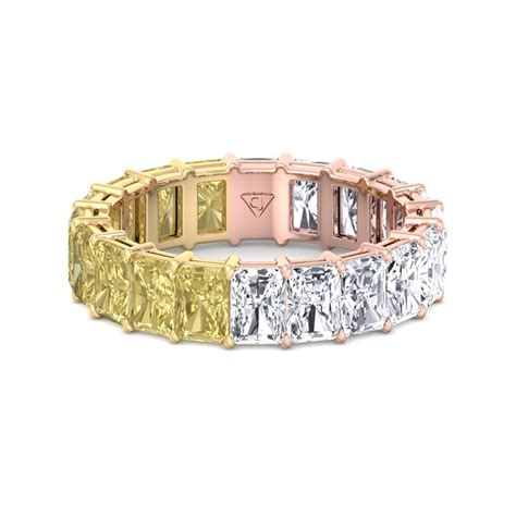 Gemma Two Tone Radiant Cut Yellow Diamond Eternity Band Gem
