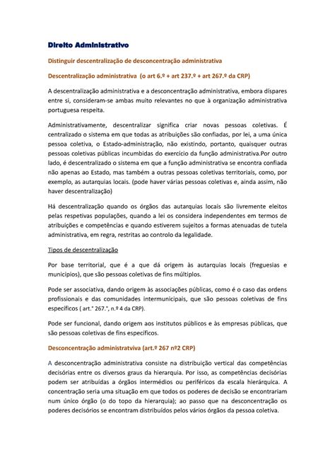 DA Resumos 2º mini teste DA Direito Administrativo Distinguir