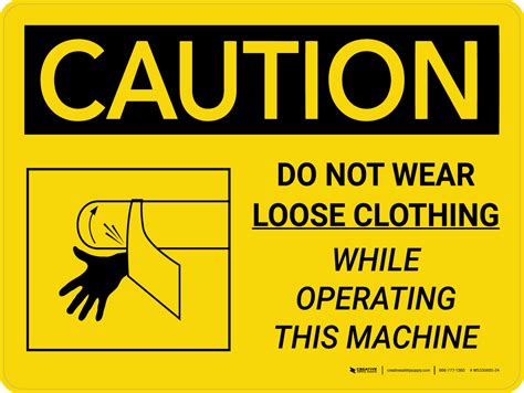 Caution Do Not Wear Loose Clothing While Operating Landscape With Icon