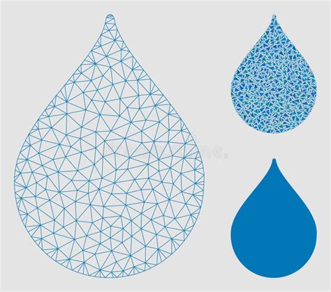 Drop Vector Mesh Network Model And Triangle Mosaic Icon Stock Vector Illustration Of Blob