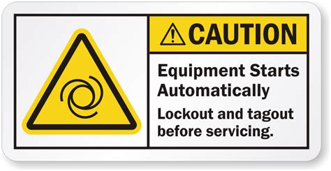 Equipment Starts Automatically Labels