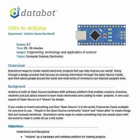 Intro To Arduino Pdf Print Files Databot