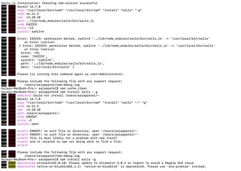 Nodejs Sailsjs Not Installing On Mac Stack Overflow
