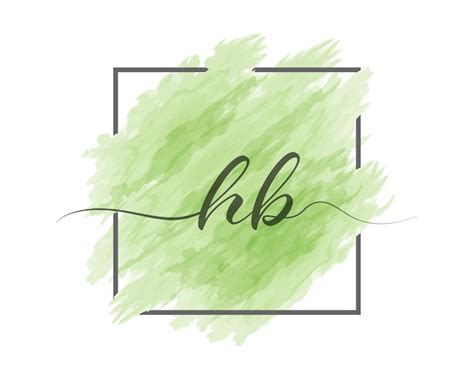 붓글씨 소문자 H와 B는 프레임의 컬러 배경에 실선으로 작성됩니다 프리미엄 벡터