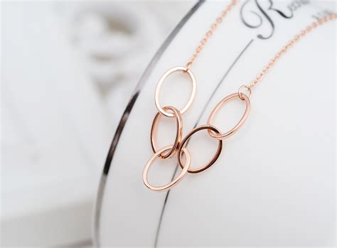 Women Sterling Silver Rose Gold Plated Rhodium Plated 5 Interlocked