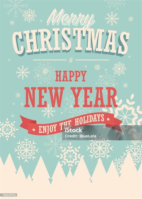 Ilustración De Feliz Navidad Tarjeta En Fondo De Invierno Cartelismo