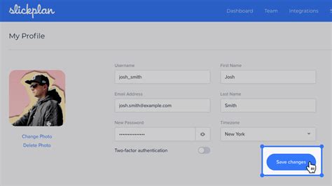 Updating Your Password Slickplan