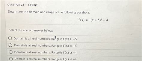 solved question 22 1 ﻿pointdetermine the domain and range