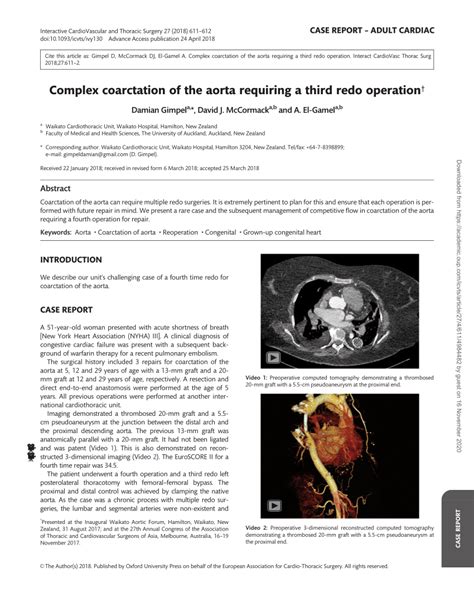 Pdf Complex Coarctation Of The Aorta Requiring A Third Redo Operation