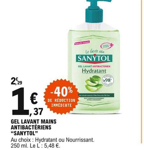 Offre Gel Lavant Mains Antibactériens sanytol chez E Leclerc
