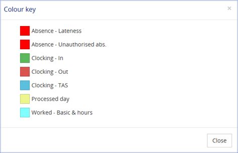 Calendar Colour Key Help Time And Attendance