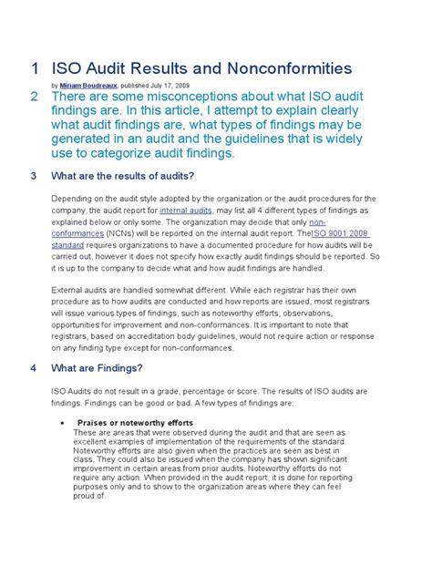 Classification Of Findings Pdf Iso 9000 Auditor S Report