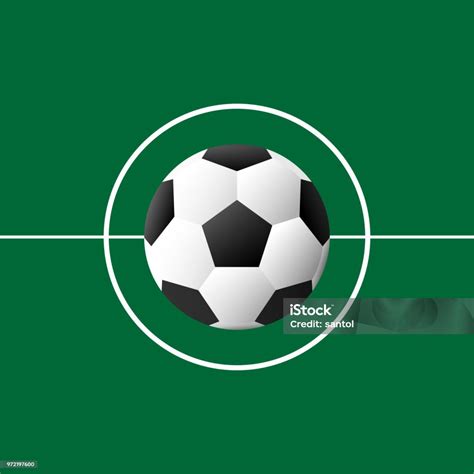 벡터 일러스트 레이 션 축구 또는 축구 공에 아이콘 그린 필드 Championship에 대한 스톡 벡터 아트 및 기타 이미지