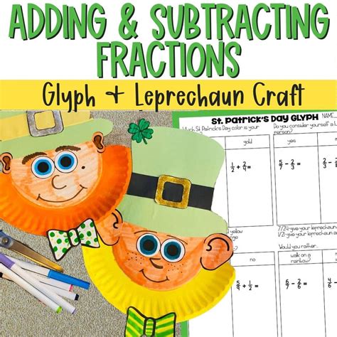 St Patricks Day Math Adding And Subtracting Fractions Leprechaun