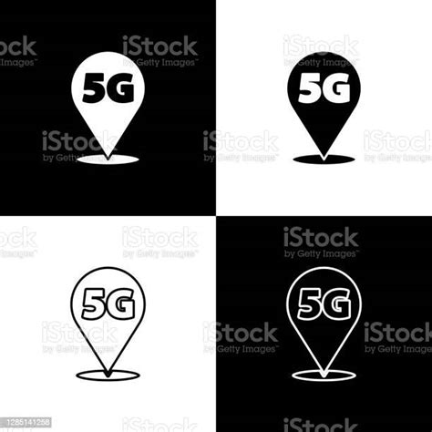 설정 위치 5g 새로운 무선 인터넷 와이파이 연결 아이콘 흑백 배경에 격리 글로벌 네트워크 고속 연결 데이터 속도 기술 벡터 0