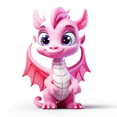 Premium Vector Cutepinkdragoncartooncharacterstanding