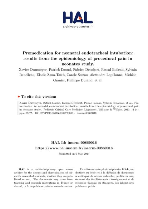 Pdf Premedication For Neonatal Endotracheal Intubation