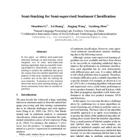 Semi Stacking For Semi Supervised Sentiment Classification Acl Anthology