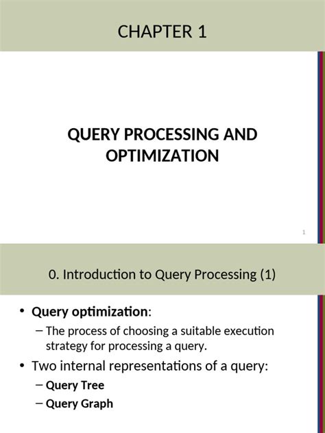 Chapter 1 Query Processing And Optimization Pdf