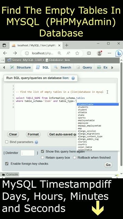 Sql Query Find Empty Table Rows Mysql Youtube