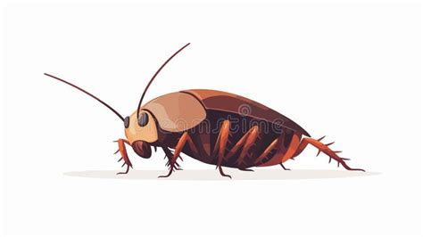 Cute Tired Cockroach Cartoon Character On White Background Stock Vector