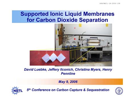 Supported Ionic Liquid Membranes For Carbon Dioxide Separation Unt Digital Library