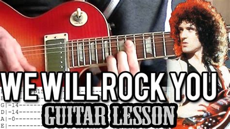 Queen We Will Rock You Solo Guitar Lesson With Tabs Youtube