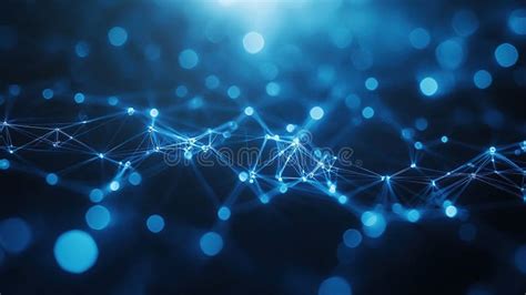 Abstract Blue Network Connection Glowing Nodes And Lines Stock Illustration Illustration Of