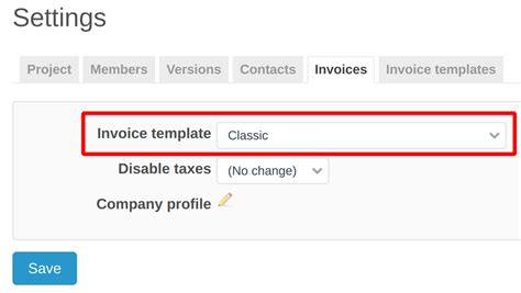 how to set default invoice template invoices plugin documentation