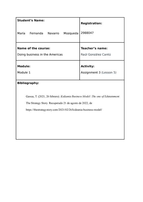 Assingment 3 Doing Business In America Activity 3 Students Name