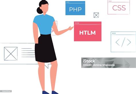 Girl Showing Html Php And Css Coding Stock Illustration Download Image Now Architecture