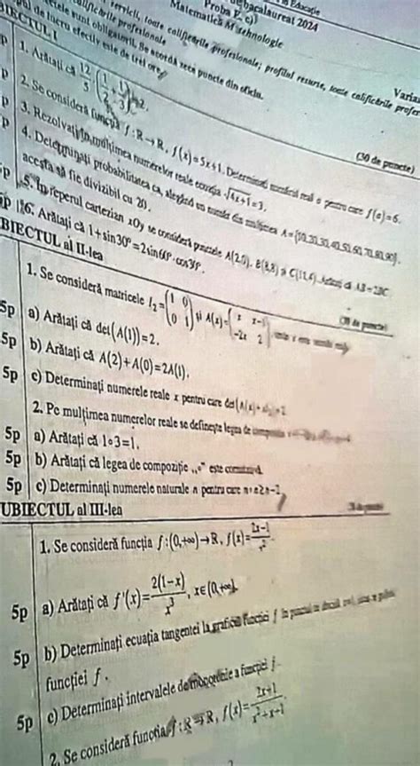 Subiecte Bac Matematică Ce au avut de rezolvat elevii de clasa a a la a doua probă