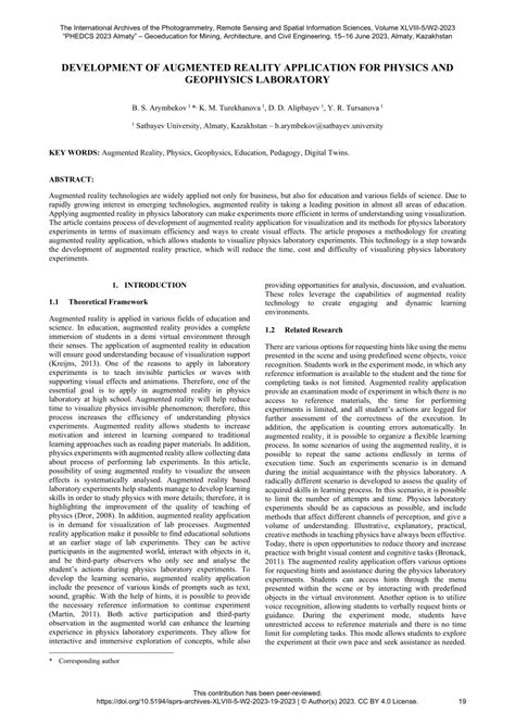 PDF DEVELOPMENT OF AUGMENTED REALITY APPLICATION FOR PHYSICS AND GEOPHYSICS LABORATORY