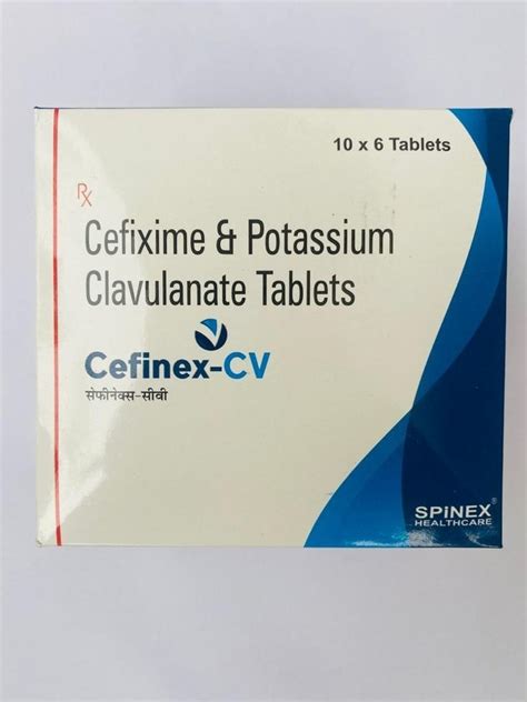 Cefinex Cv Cefixime 200 And Potassium Clavulanate 125 Mgtab Packaging