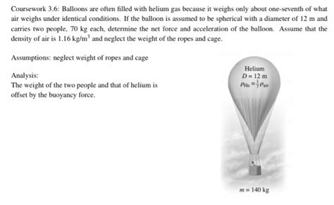 Solved Coursework 36 Balloons Are Often Filled With Helium