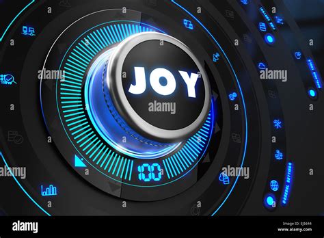 Joy Button With Glowing Blue Lights Stock Photo Alamy