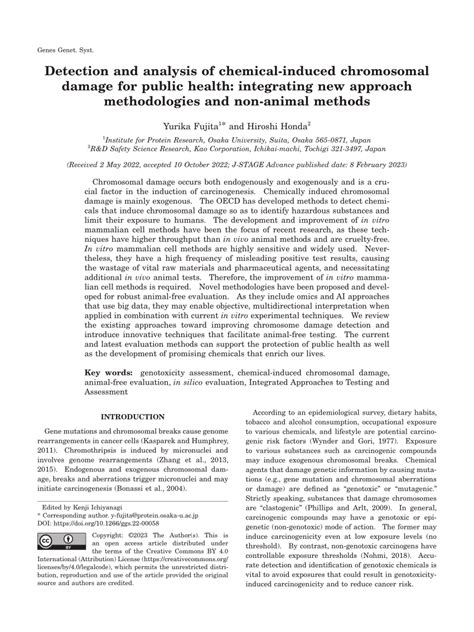 Pdf Detection And Analysis Of Chemical Induced Chromosomal Damage For