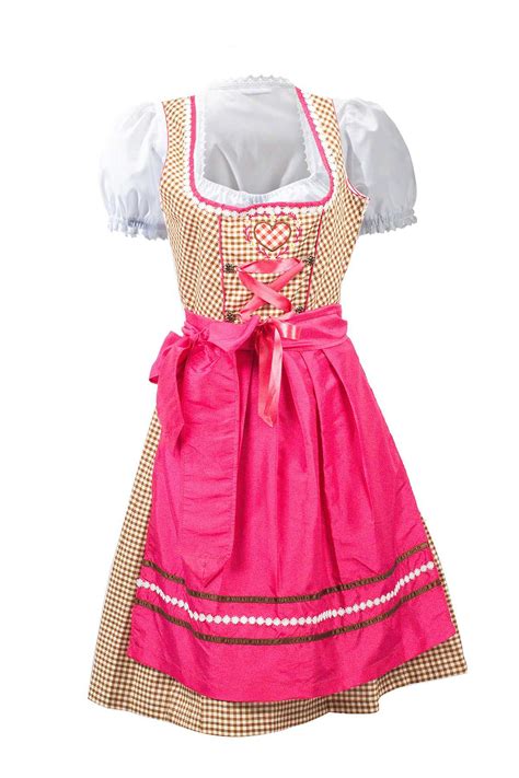 Traditional Dirndl Dress Della Brown Pink Lederhosen Store
