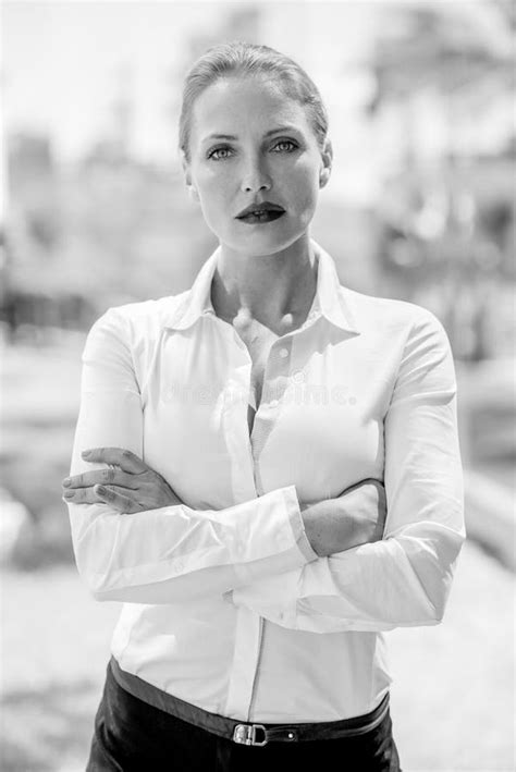 Elegant Serious Business Woman Stock Image Image Of Gesture Crossed