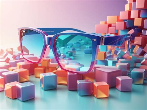 Premium Photo Gradient Glasses And Cubes 3d Rendering