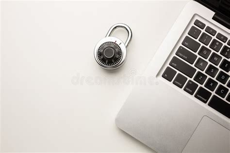 Code Locked Padlock On The Laptop Computer Internet Security And Computer Security Concept Top