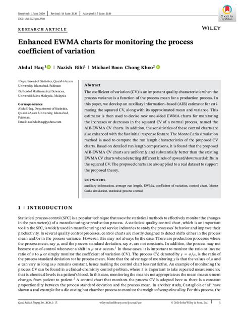 (PDF) Enhanced EWMA charts for monitoring the process coefficient of ...
