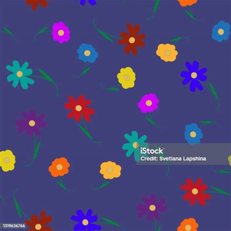 보라색 배경에 밝은 색조와 꽃 원활한 패턴 봄 꽃 요소 직물 배경 화면 배경 및 엽서 0명에 대한 스톡 벡터 아트 및 기타 이미지 Istock